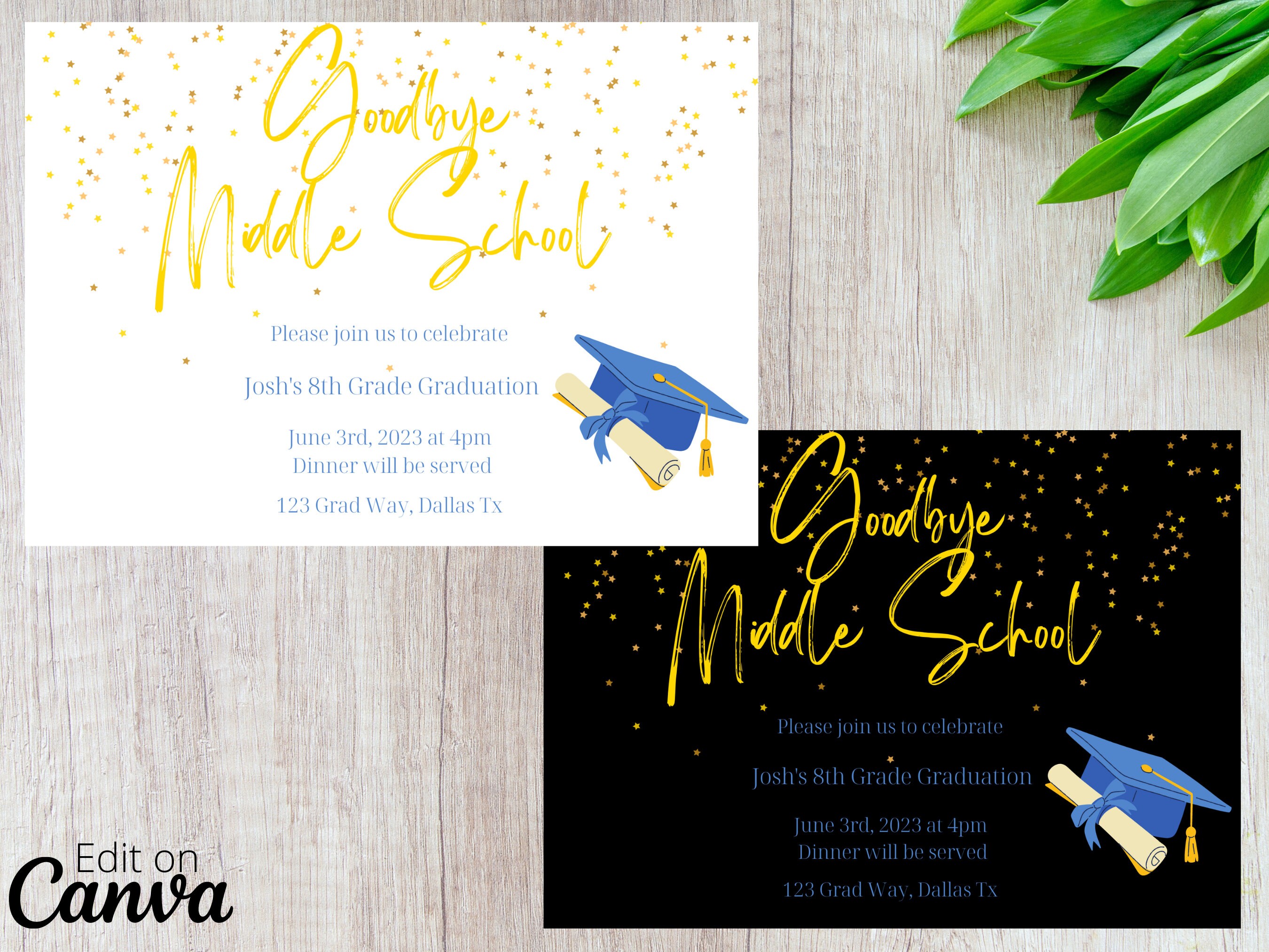 Goodbye Middle School 8th Grade Graduation Editable Invite - Etsy