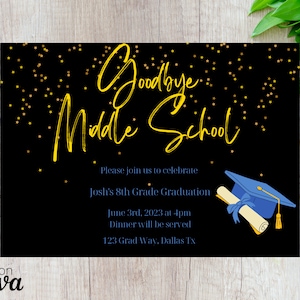 Goodbye Middle School | 8th Grade Graduation Editable Invite - Etsy