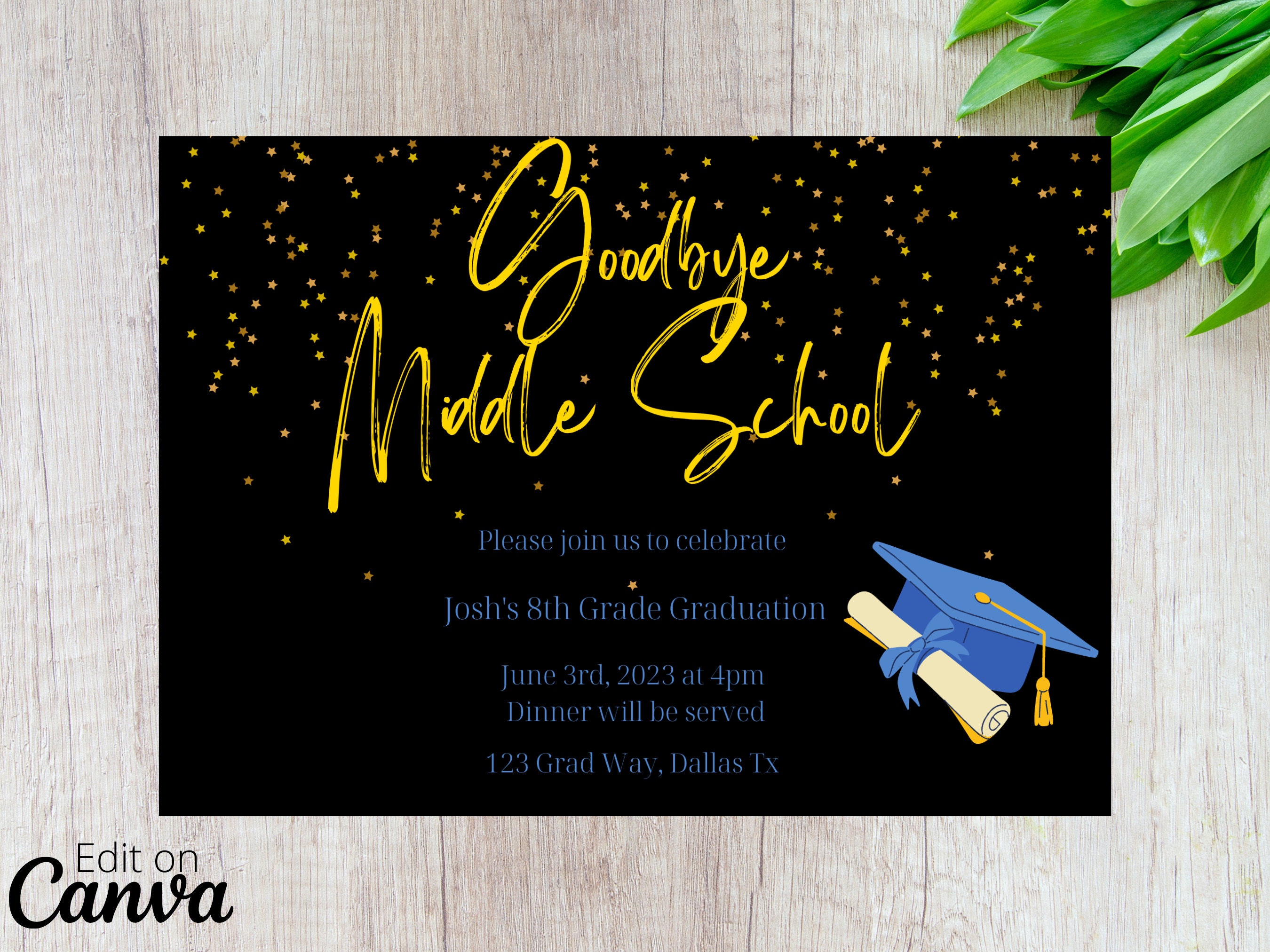 Goodbye Middle School | 8th Grade Graduation Editable Invite - Etsy