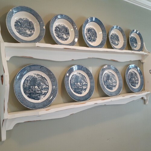 Plate Rack Wall Shelf Country Wood Display Plate and Bowl Rack - Etsy