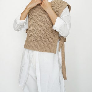 Crochet Ribbed Vest Pattern: Side Tie Vest - Etsy