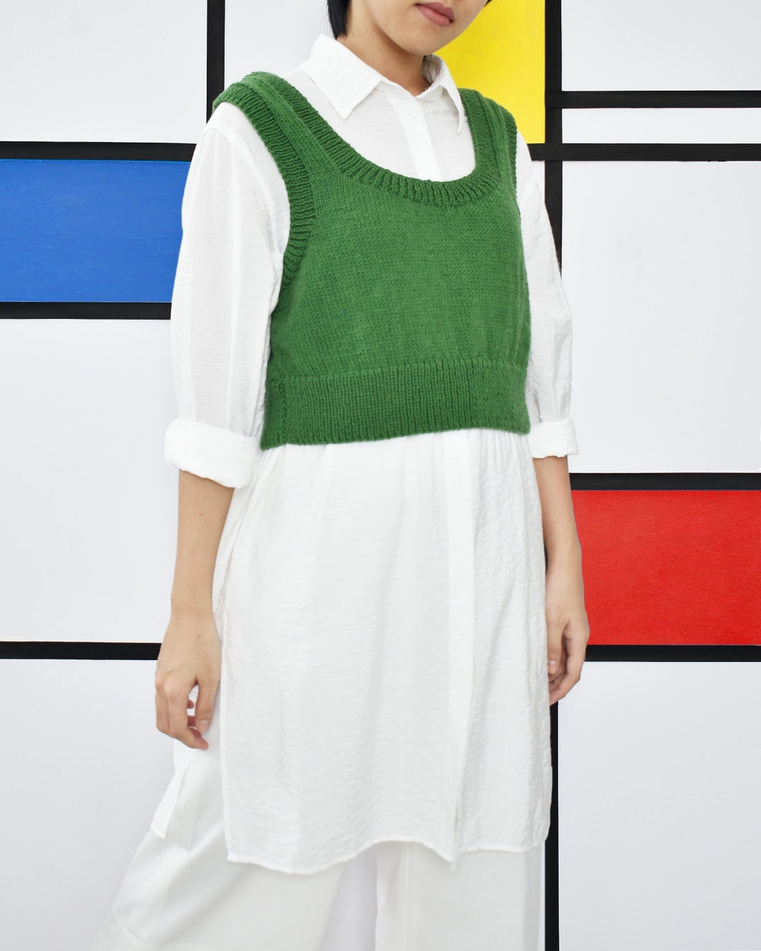 Knitting Cropped Vest Pattern, Knitting Sweater Pattern, Easy Knit Vest ...