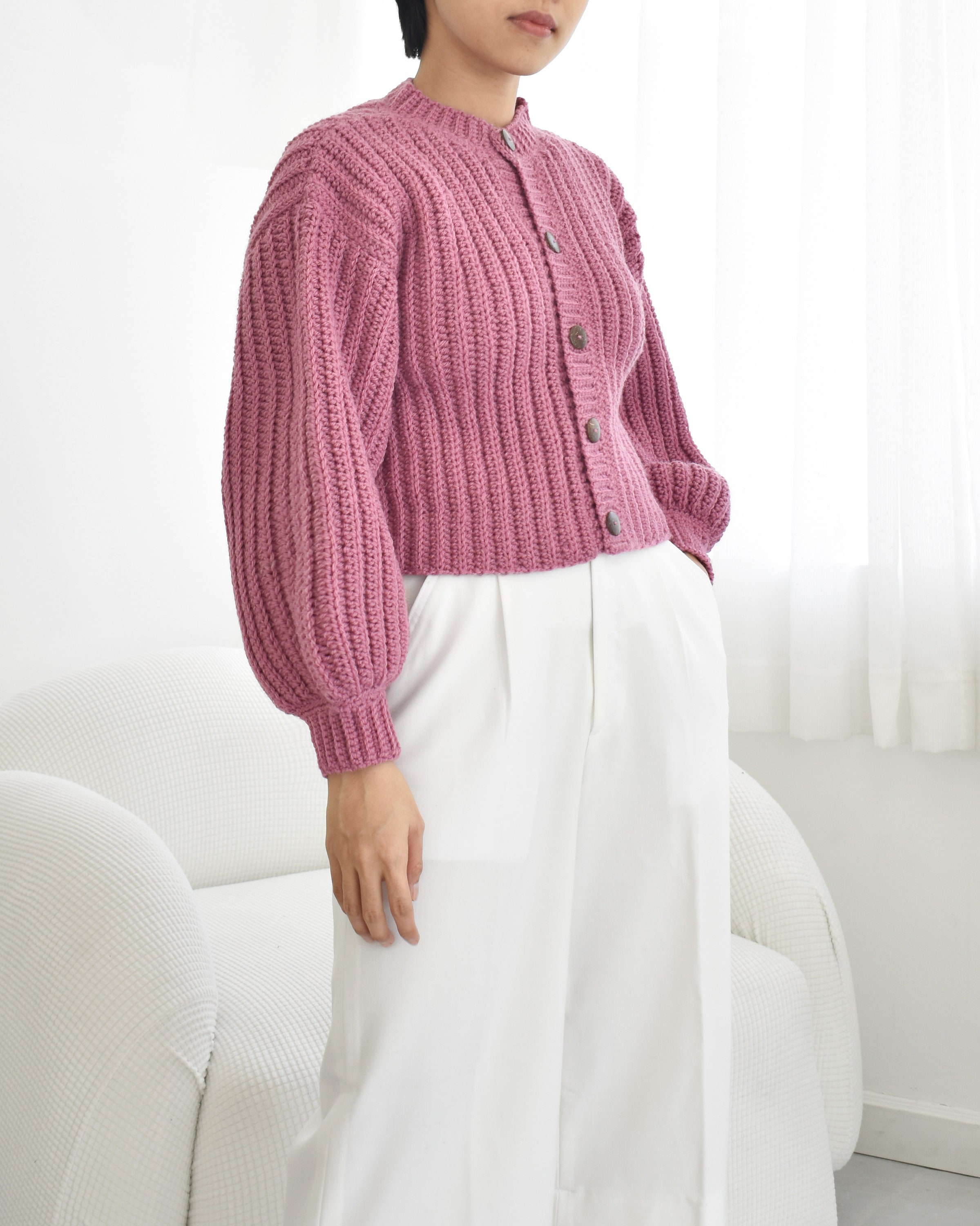 Crochet Ribbed Cardigan Pattern: Round Neck, Easy Pattern (english) - Etsy