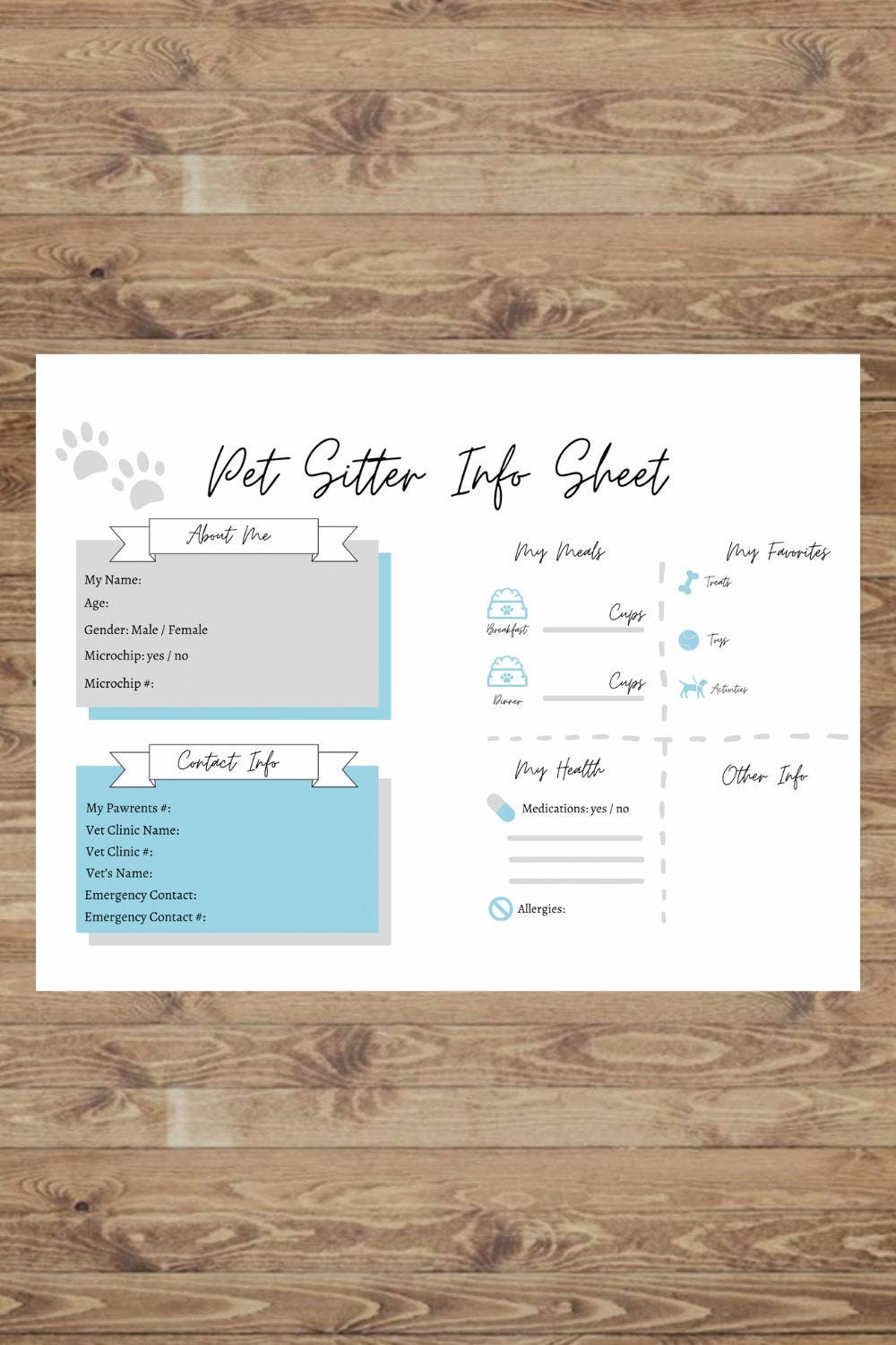 Dog Sitter Info Sheet Editable Canva Template, Dog Sitter Printable ...