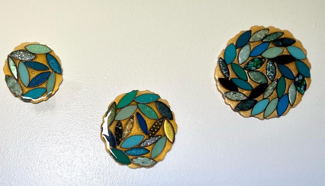 Blue & Gold 3 Piece Resin Wall Art - Etsy