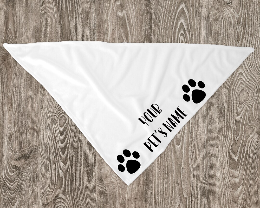 Custom Pet Bandana, Your Dog's Name, Pawprint Design, Cotton Bandana ...