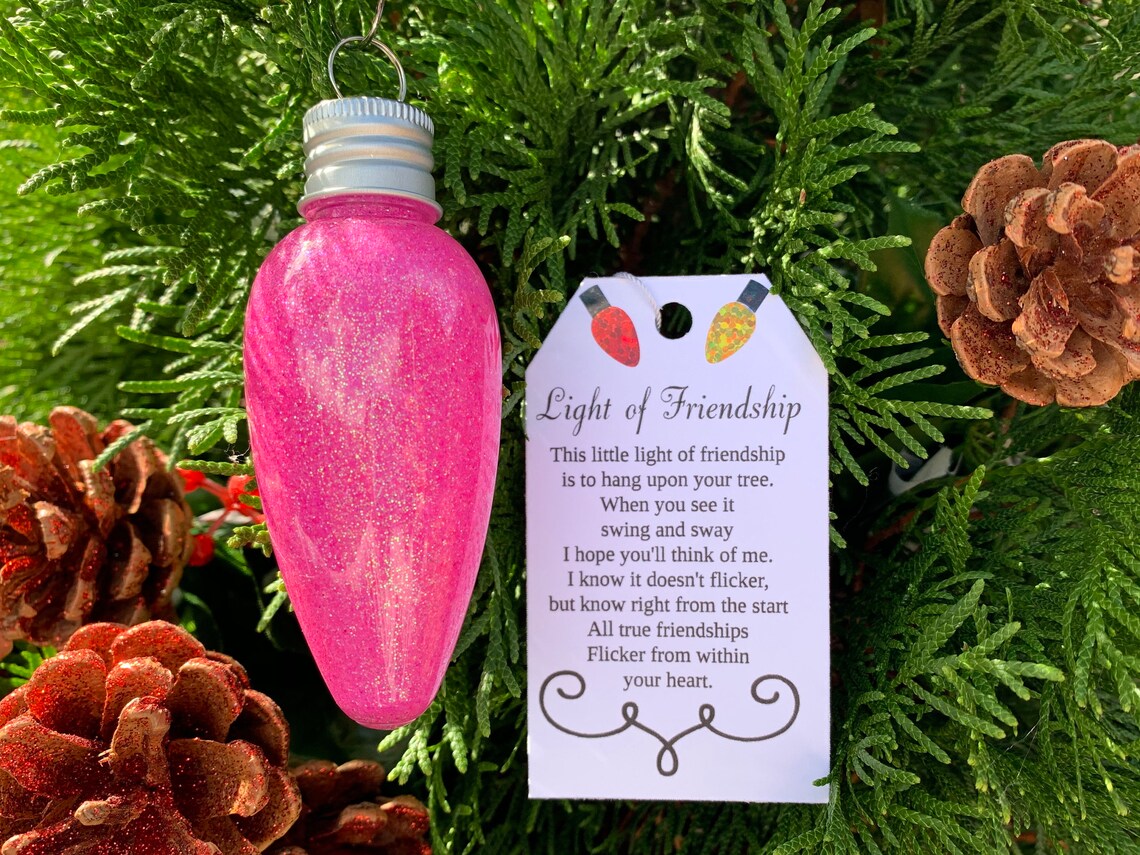 Friendship Ornament, Christmas Gift for Friends, Glitter Bulb Ornament ...