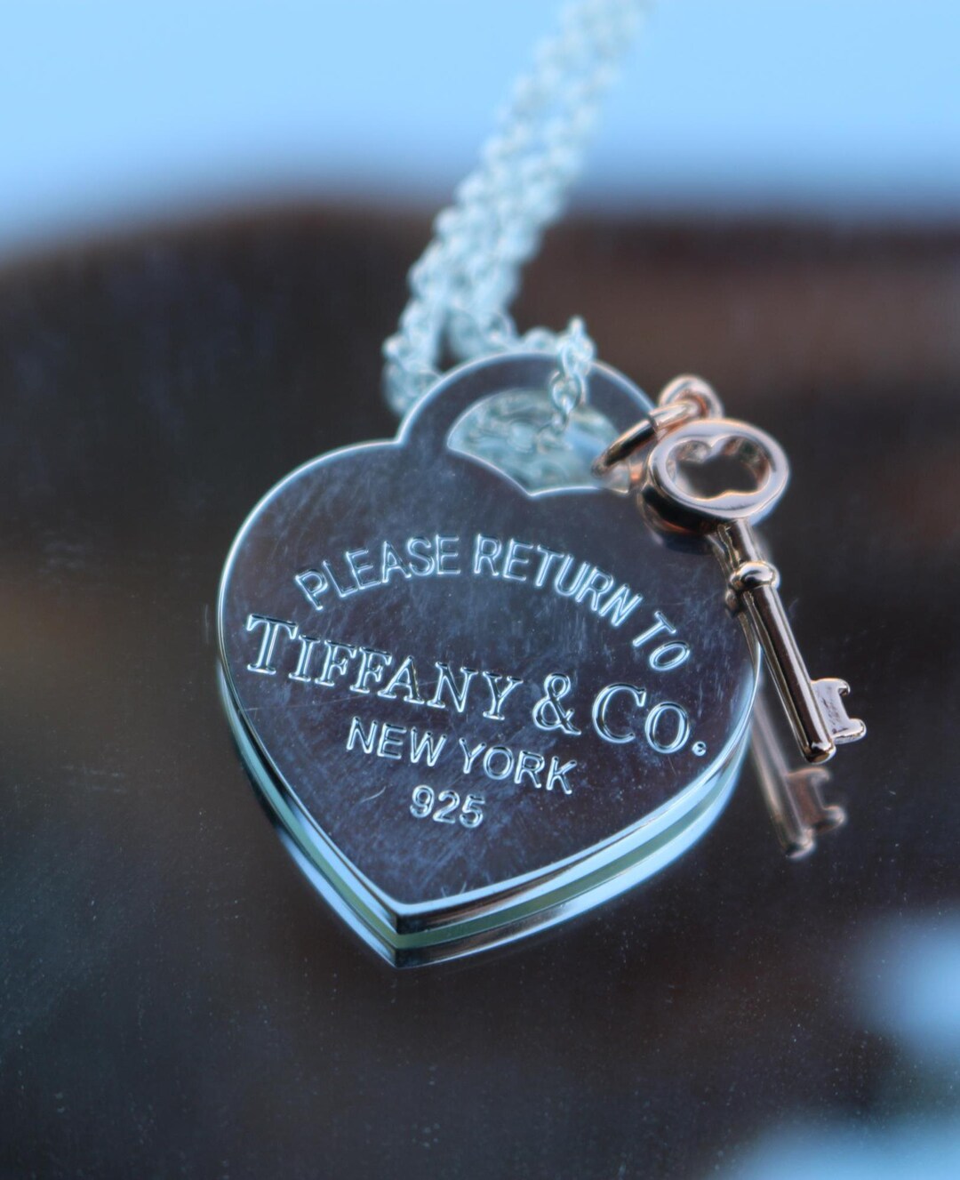 Tiffany Heart and Rose Gold Key Locket Necklace - Etsy