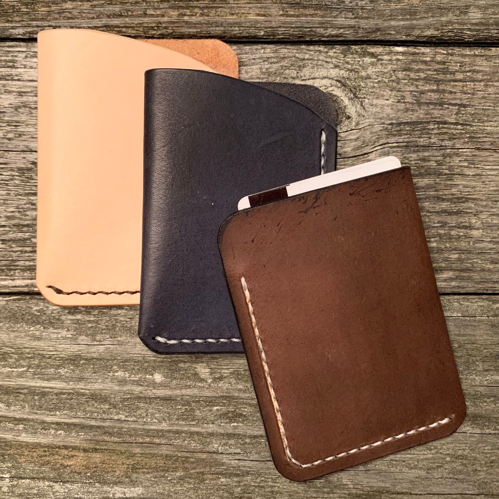 THE BASIC Handmade Leather Minimalist EDC Slim Wallet for Him or Her ...