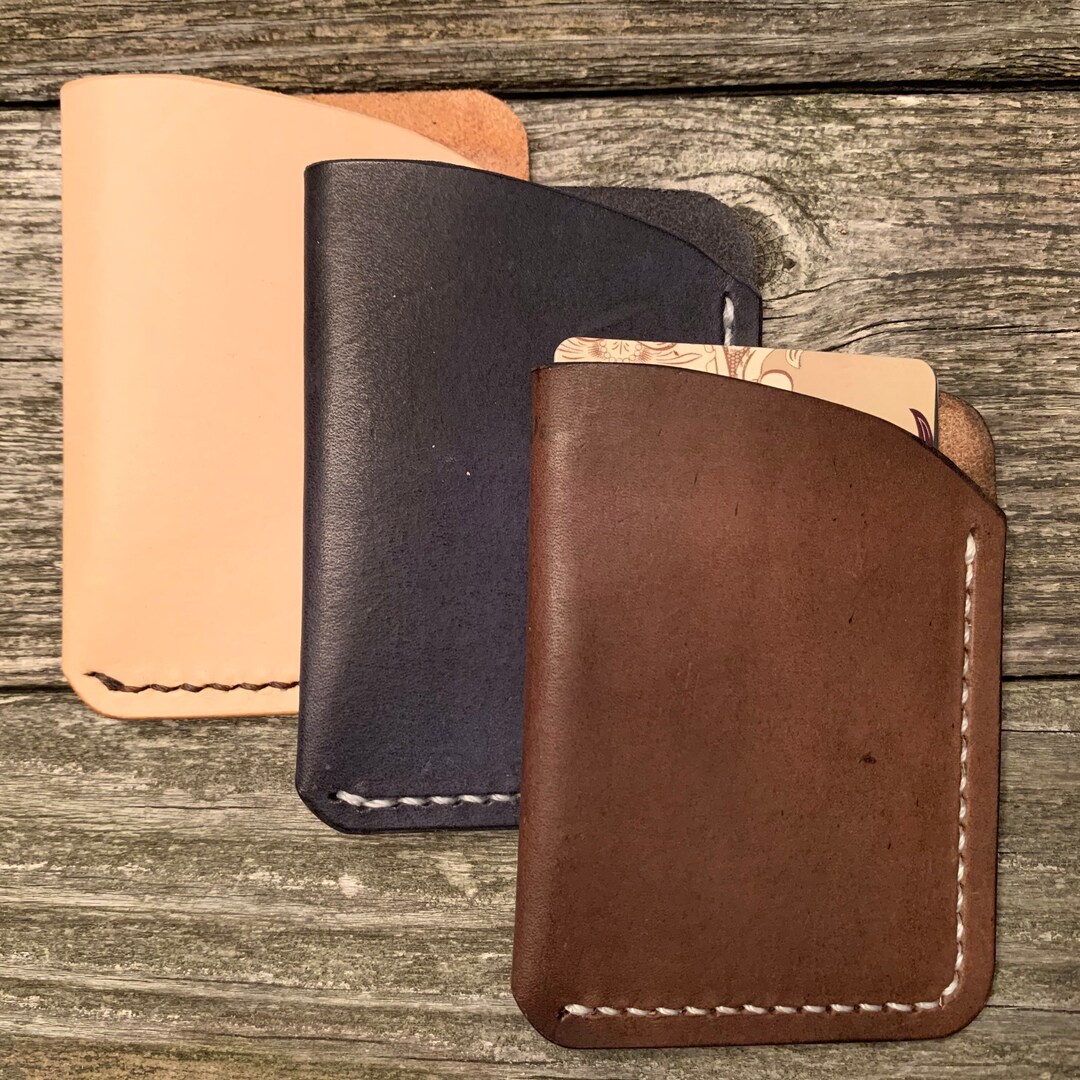 THE BASIC Handmade Leather Minimalist EDC Slim Wallet for Him or Her ...