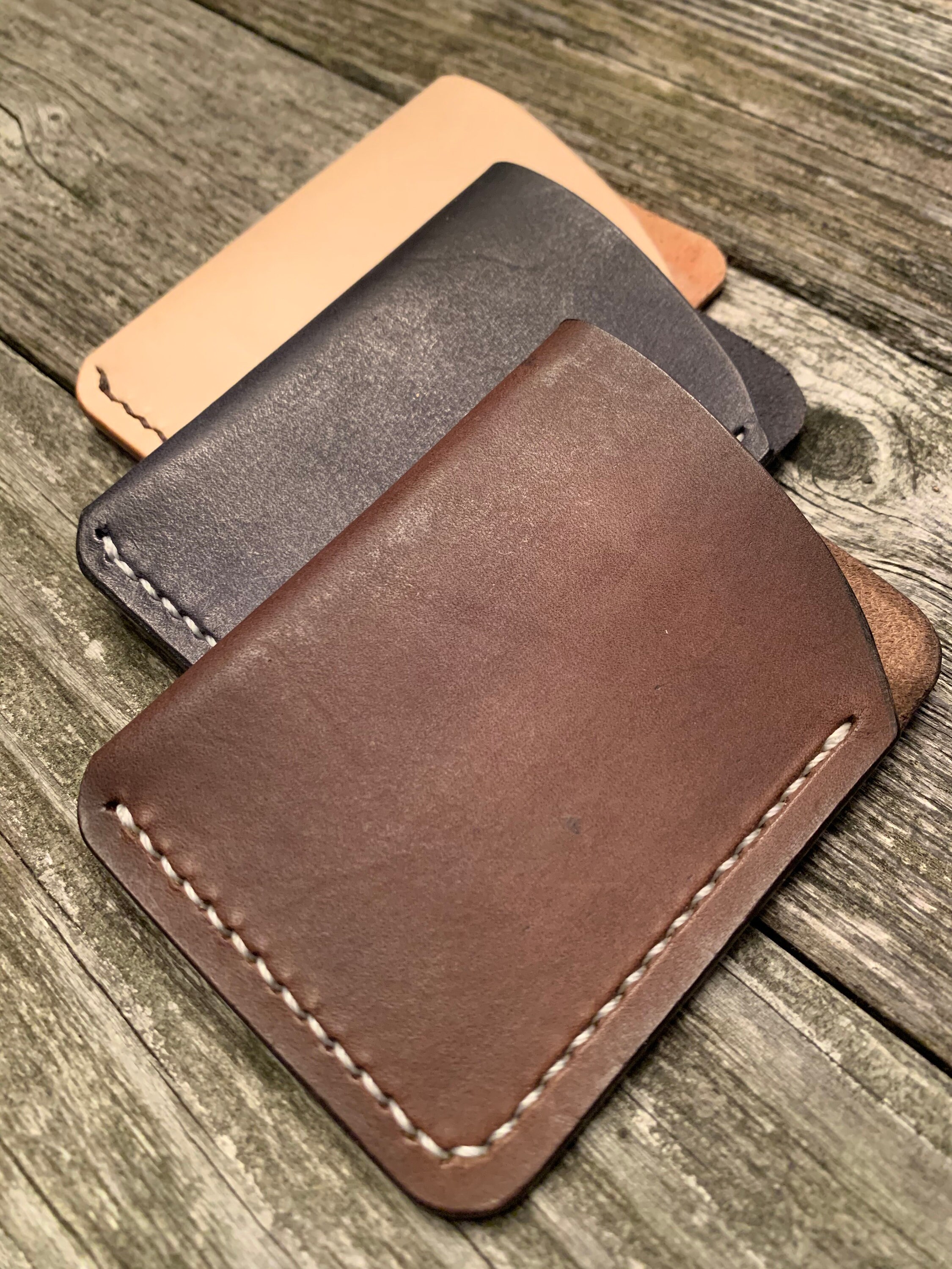 THE BASIC Handmade Leather Minimalist EDC Slim Wallet for Him or Her ...