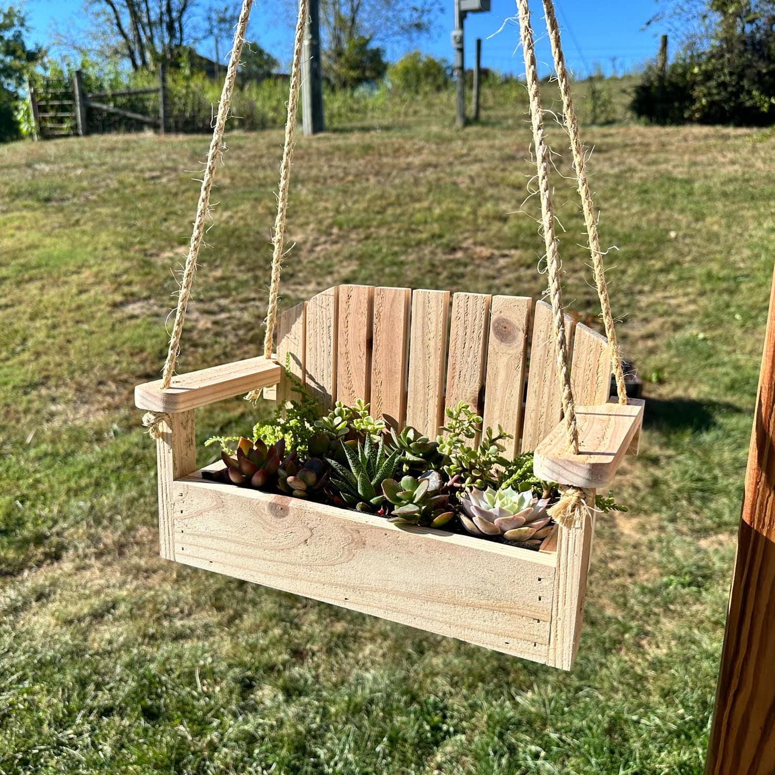 Hanging Planter, Mini Porch Swing, Porch Swing Planter, Mini Planter ...