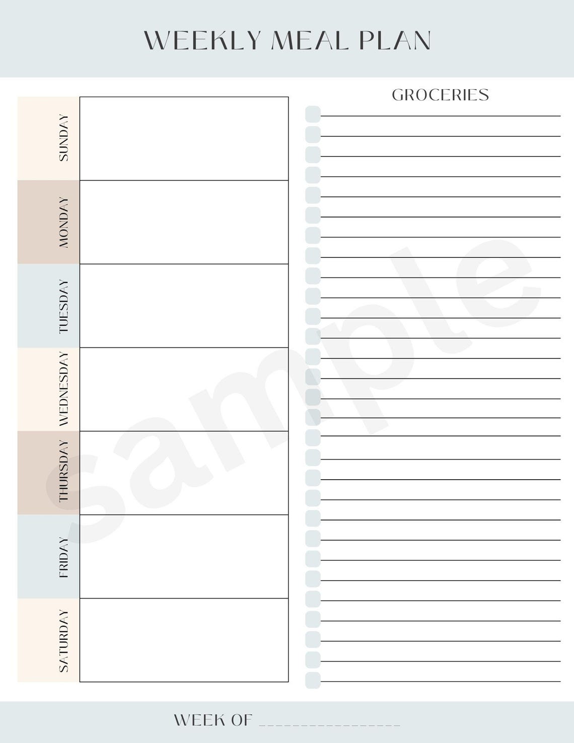 Printable Weekly Meal Planning Sheet and Grocery List || Family or ...