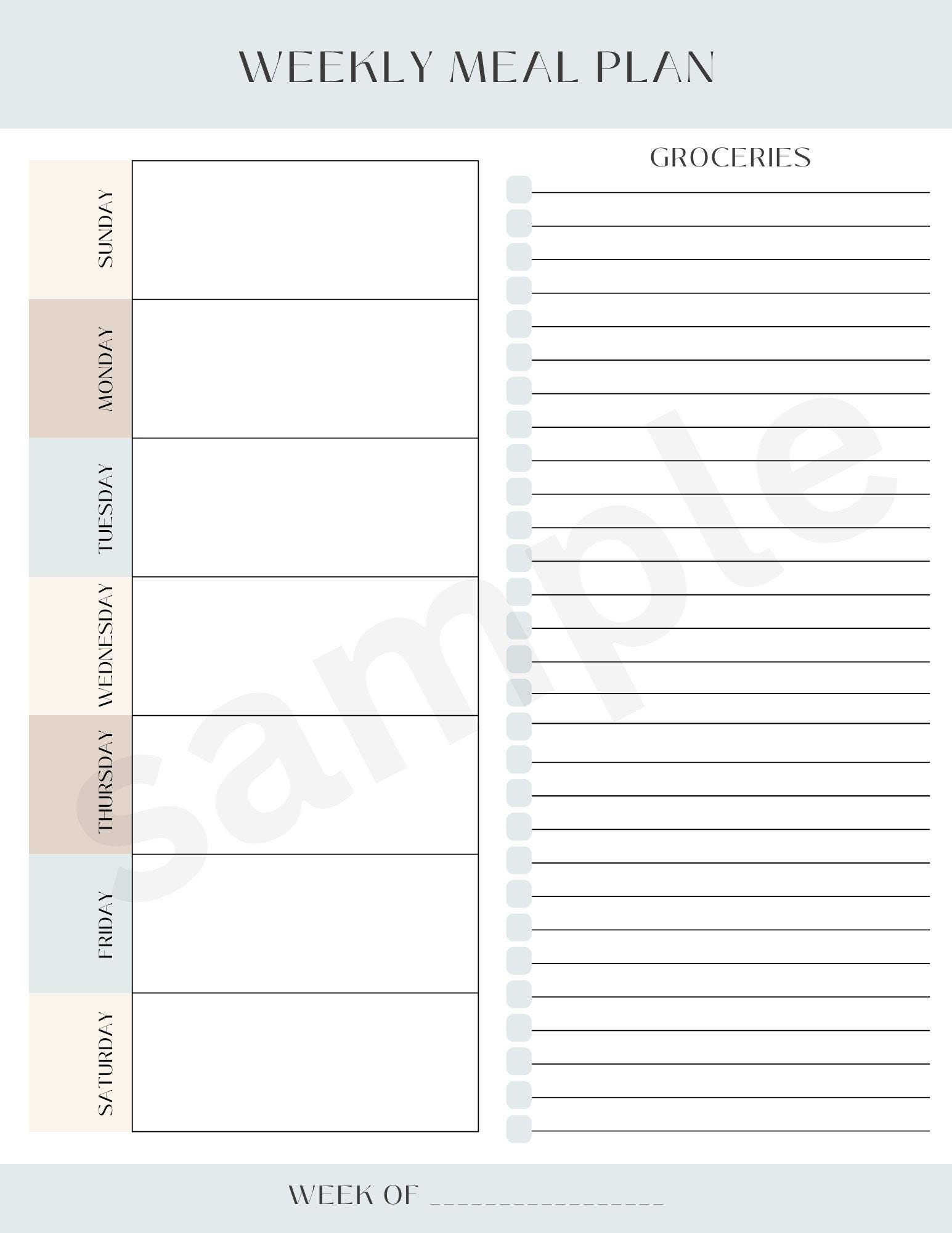Printable Weekly Meal Planning Sheet and Grocery List || Family or ...