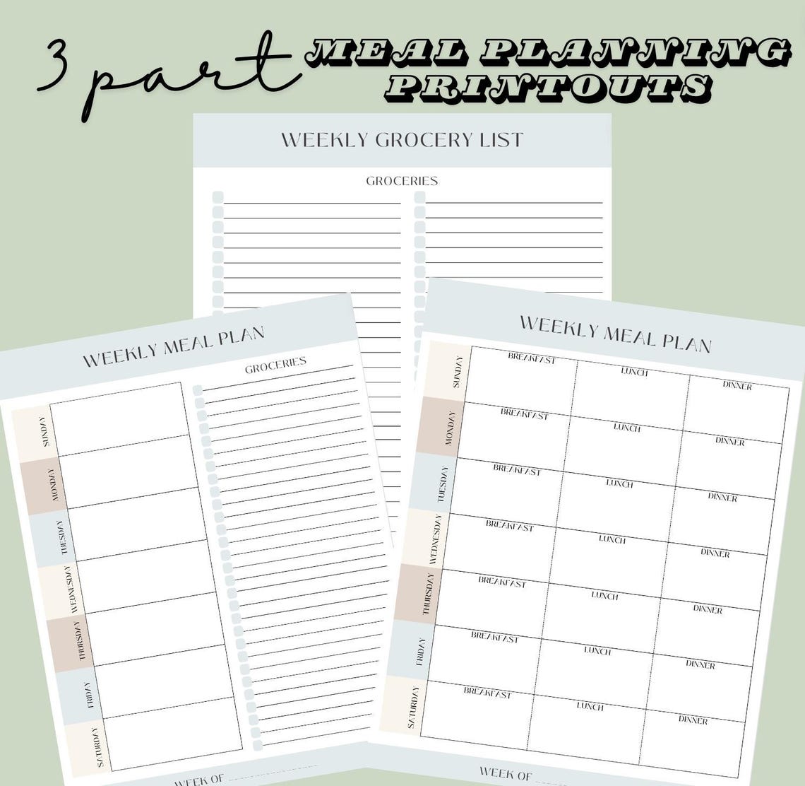 Printable Weekly Meal Planning Sheet and Grocery List || Family or ...