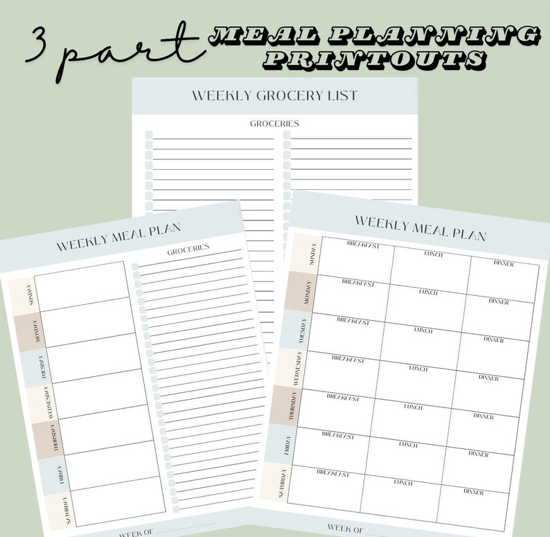 Printable Weekly Meal Planning Sheet and Grocery List || Family or ...
