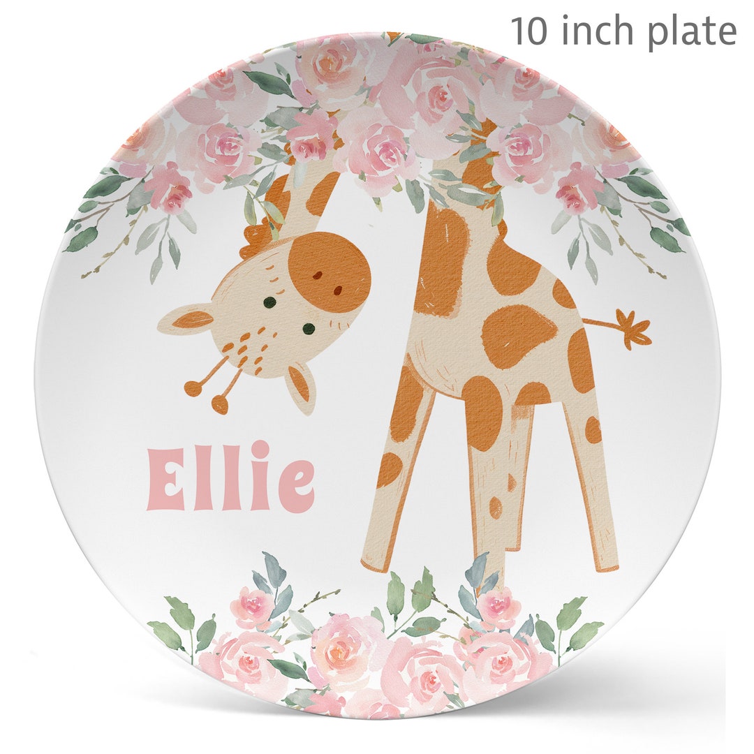 Giraffe Plate Pink Girl Safari Animal Personalized Name Plate Pink ...