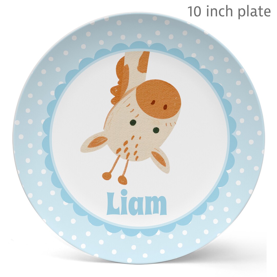 Giraffe Plate Cute Safari Animal Personalized Name Plate Upside Down ...