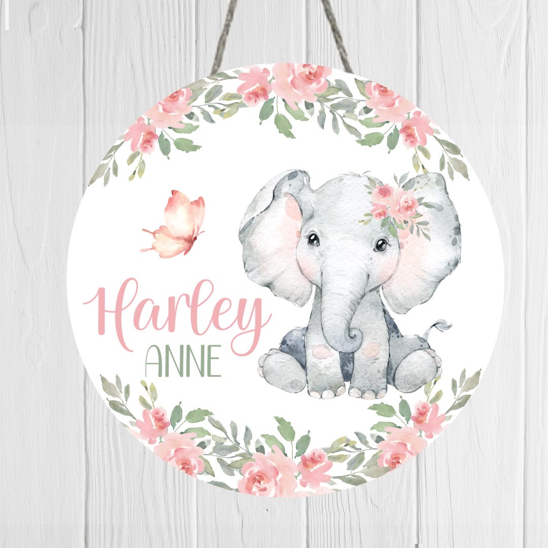 Personalized Elephant Name Sign for Girl Child Baby Toddler Wood Wall ...