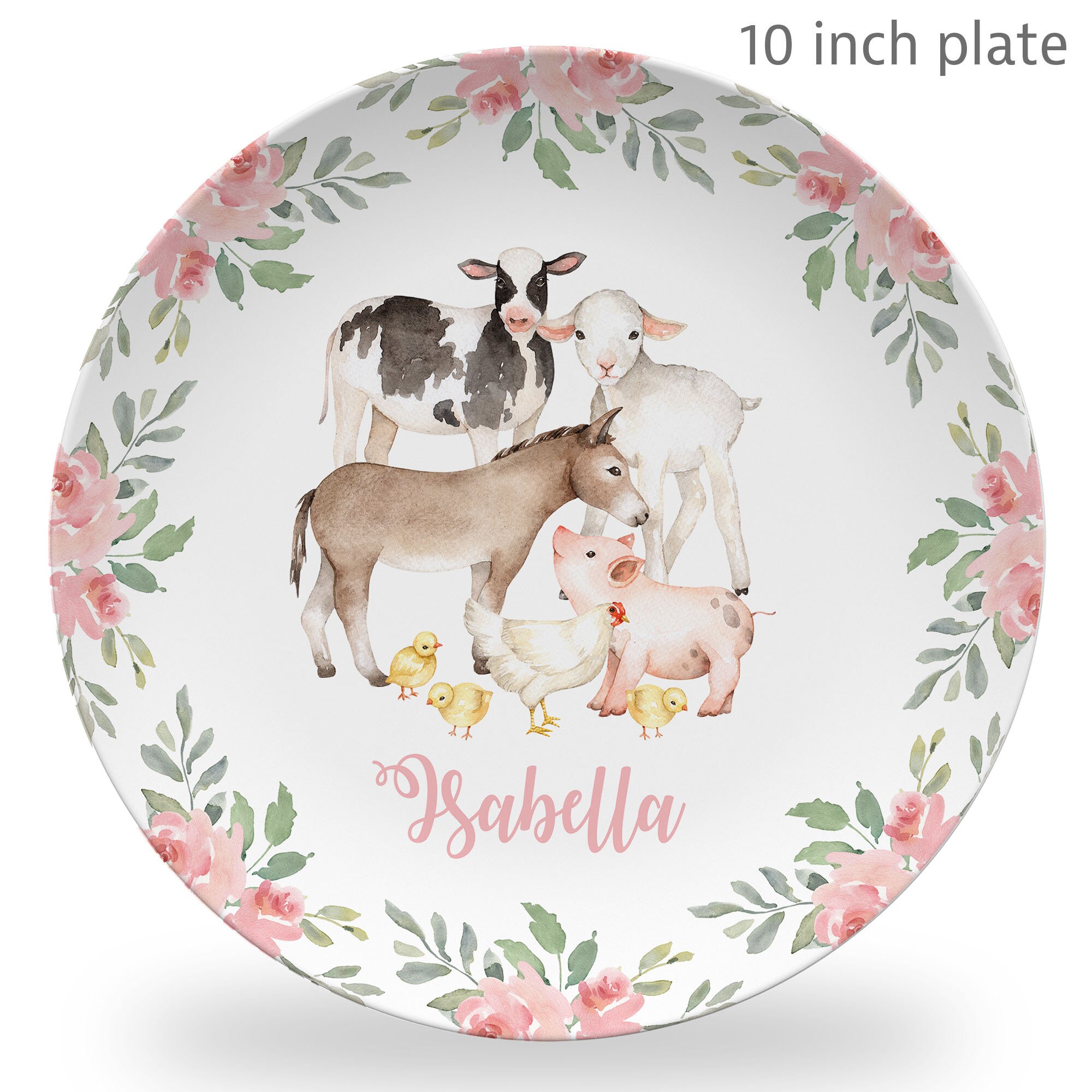 Farm Animals Plate Set Personalized Plate Barnyard Girl - Etsy
