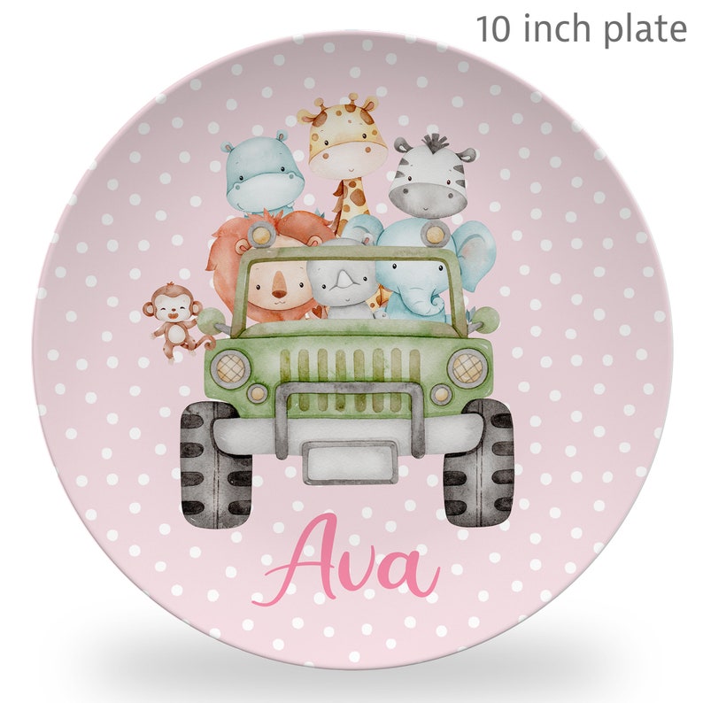 Safari Animals Plate Animals on Safari Personalized Name - Etsy