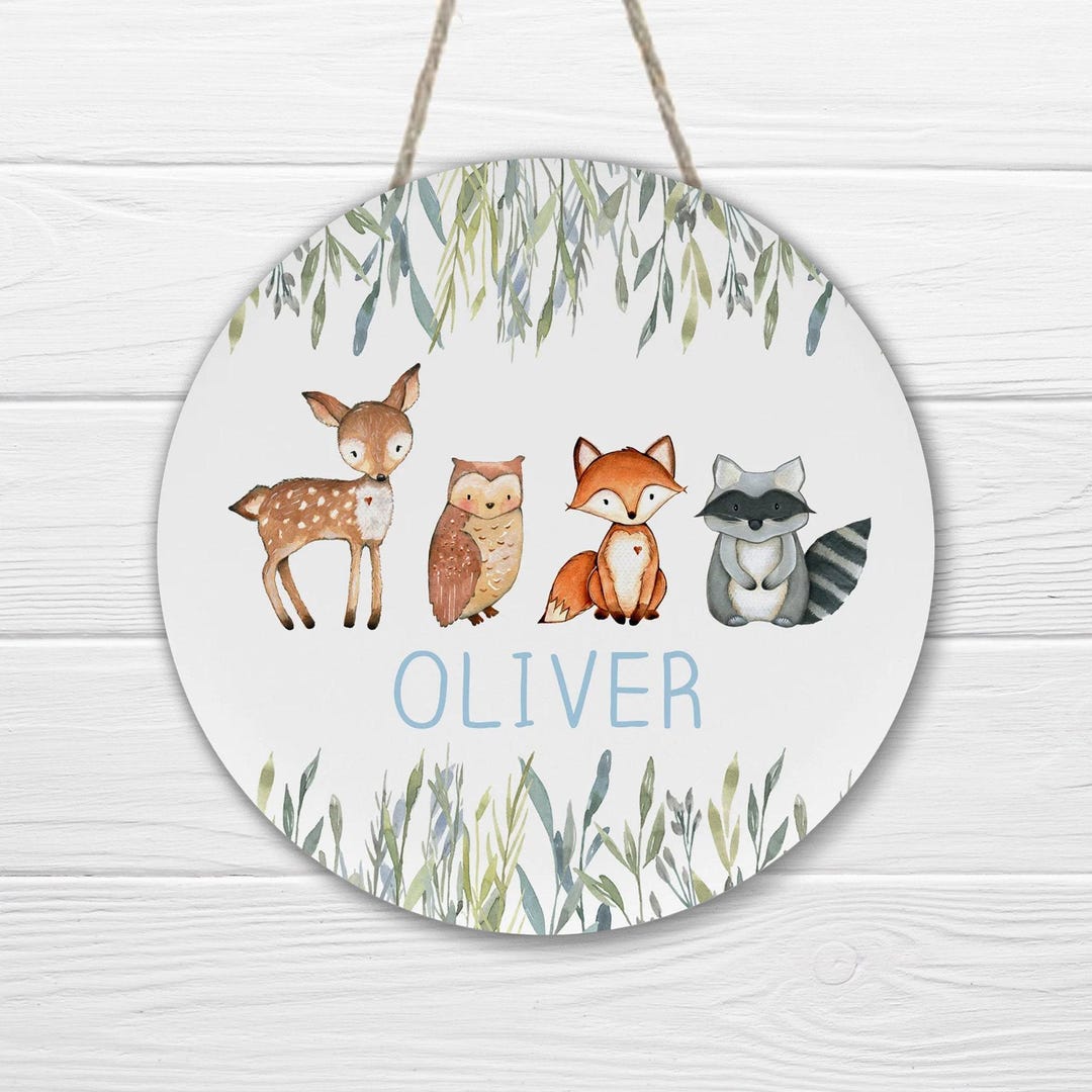 Woodland Animals Name Sign, Nursery Decor, Kids Room - Etsy