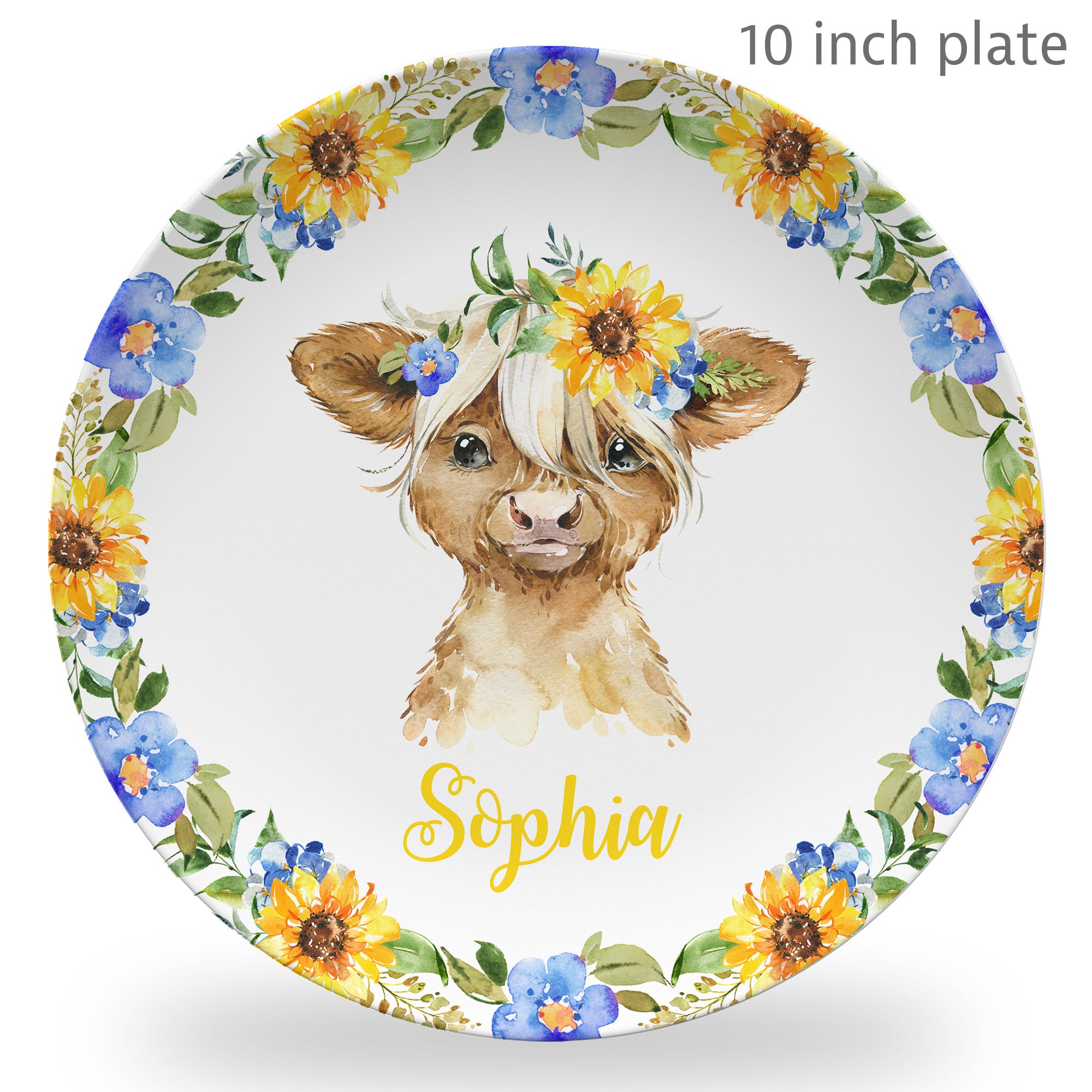 Cow Plate With Flowers Highland Cow Furry Cow Plate Bowl - Etsy