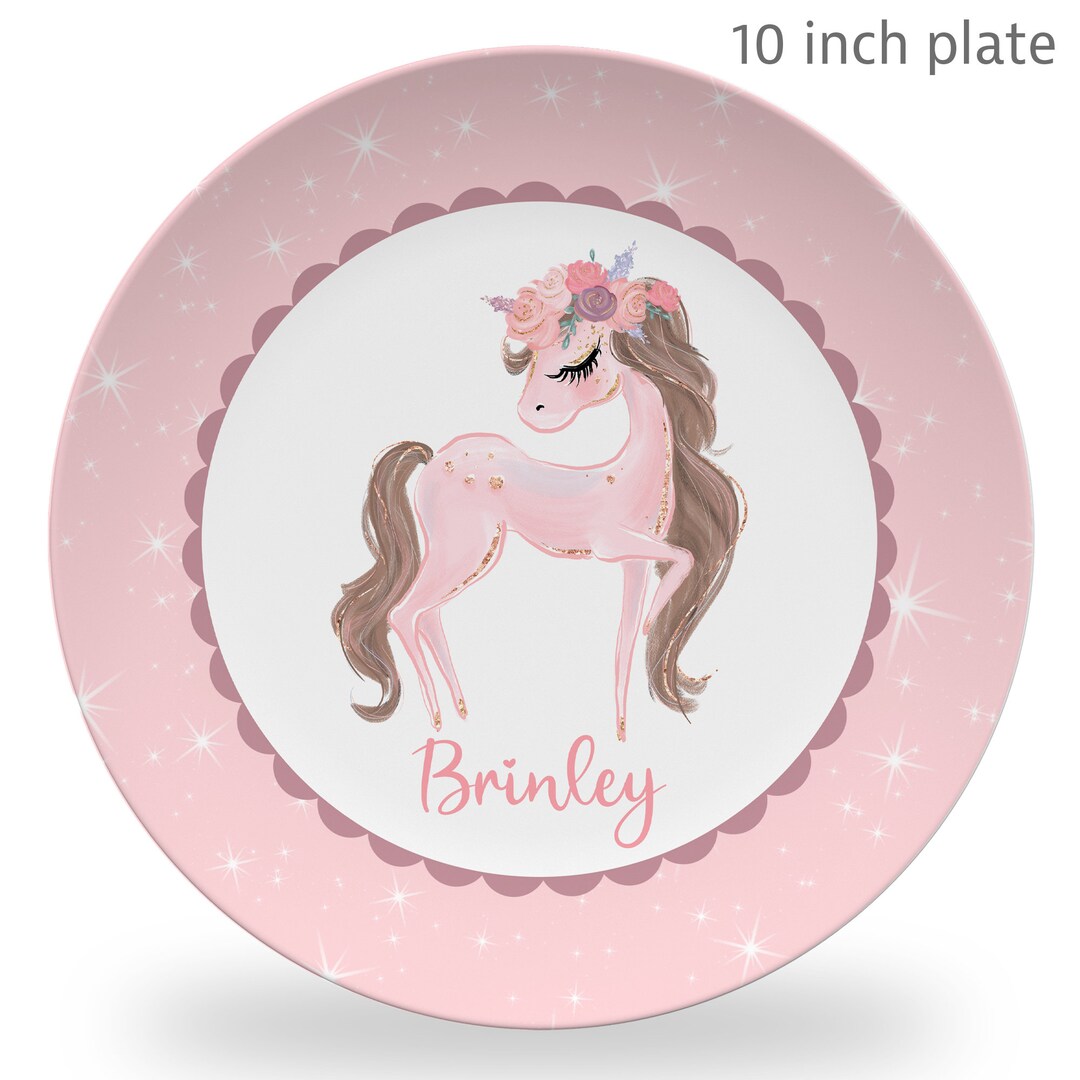 Pony Plate Horse Girl Plate Kid's Plate Pink Personalized Pony Gift - Etsy