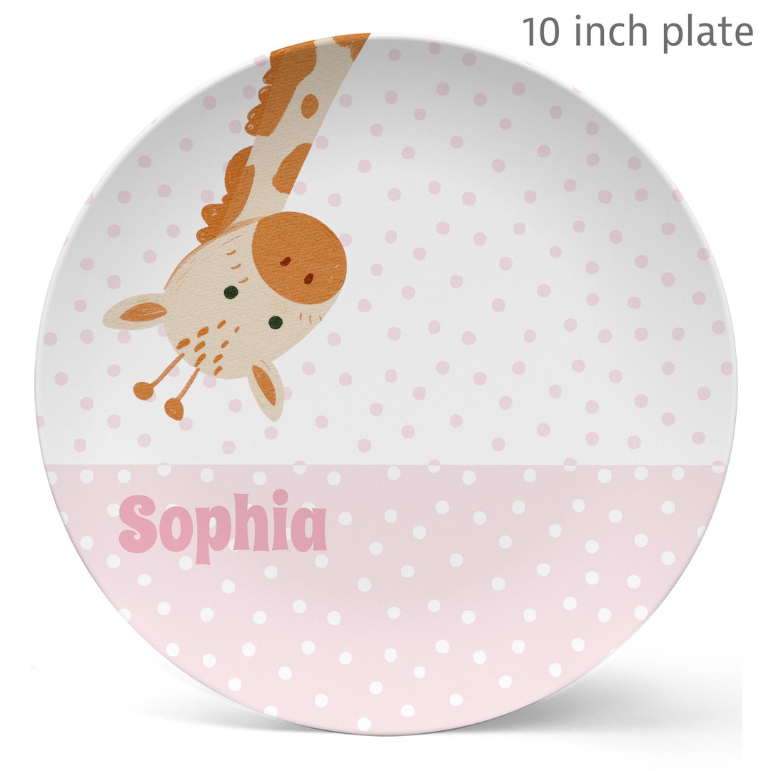 Personalized Giraffe Plate: Pink Polka Dot Safari Animal Plate or ...
