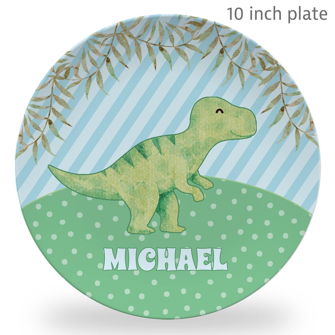 Dinosaur Personalized Mealtime T-rex Tyrannosaurus Rex Plate Plastic ...
