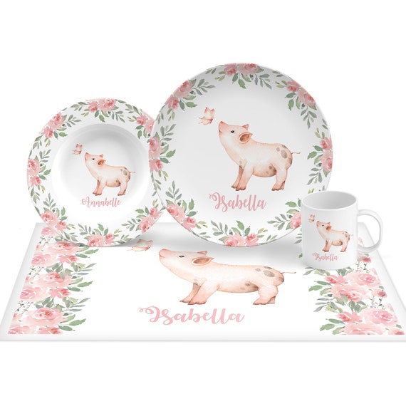 Personalized Pig Plate Set Personalized Plate Bowl Mug - Etsy