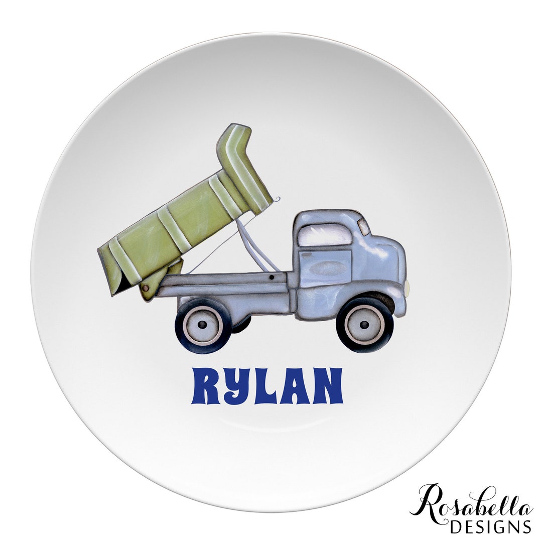 Personalized Dump Truck Plate: Construction Theme, Custom Name - Etsy