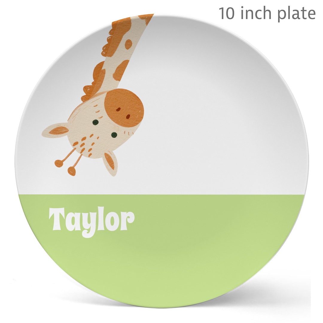 Giraffe Plate Cute Safari Animal Personalized Name Plate Upside Down ...