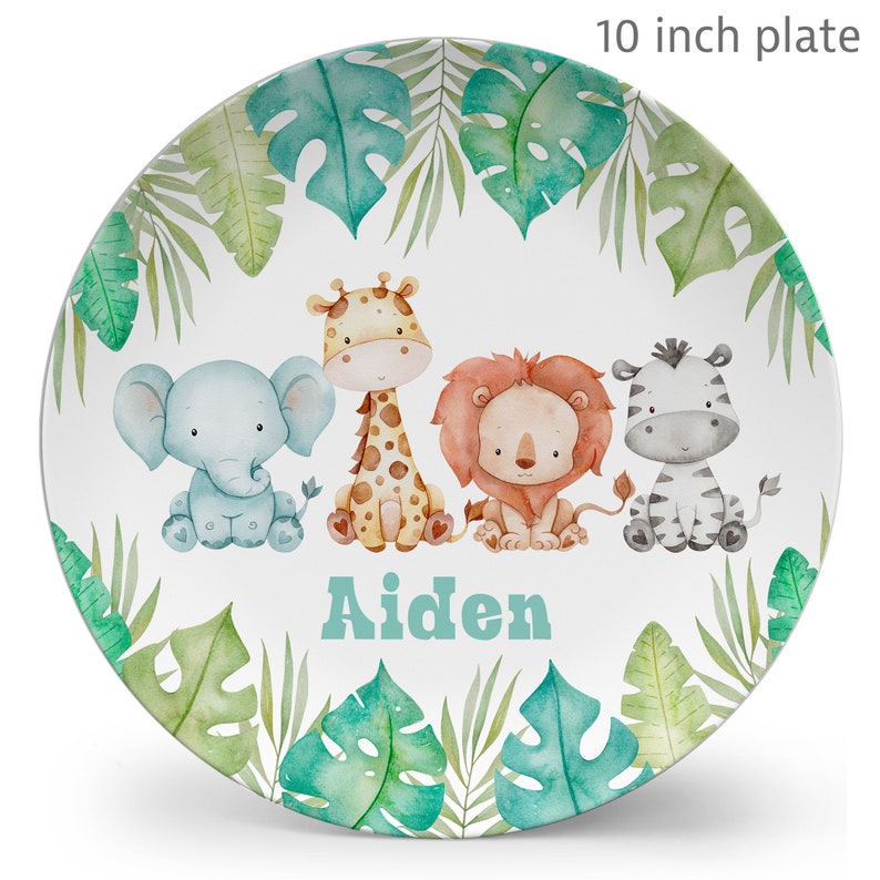 Safari Animals Plate Set Personalized Name Plate Keepsake or | Etsy