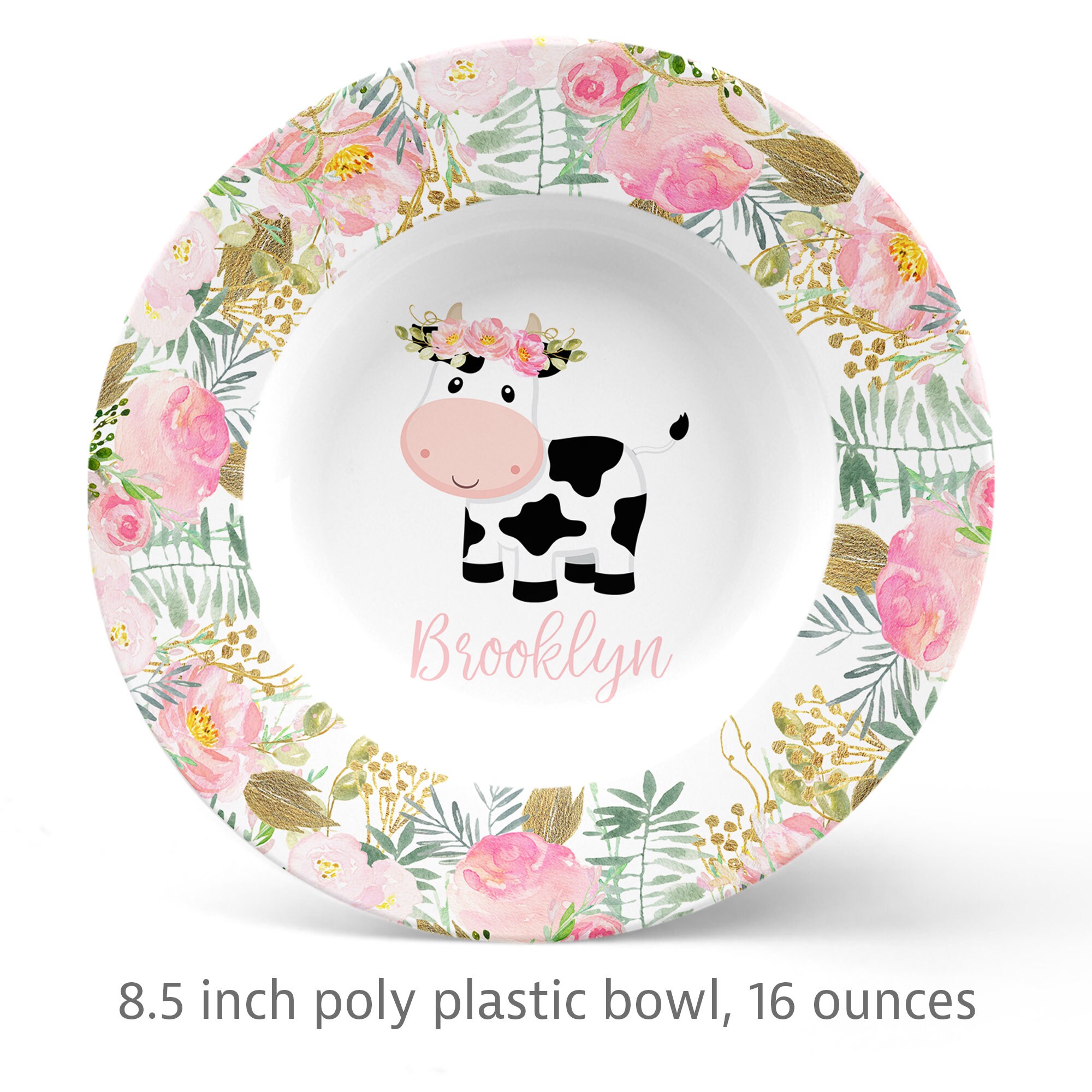 Cow Plate With Pink Flower Headband Keepsake or Daily Use - Etsy
