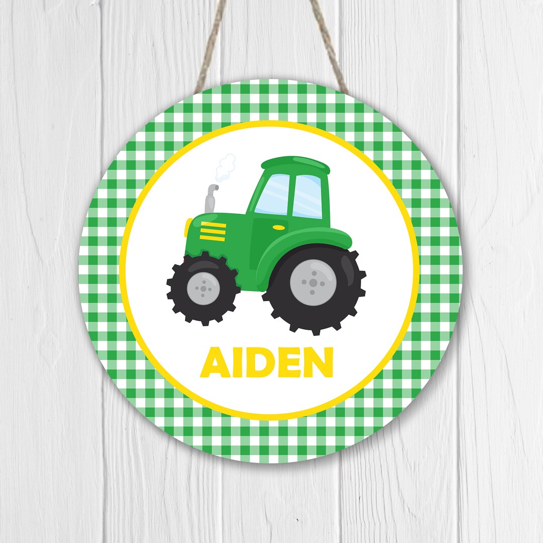 Tractor Name Sign, Farm Wood Name Sign, Round Wooden Name Sign, Nursery ...