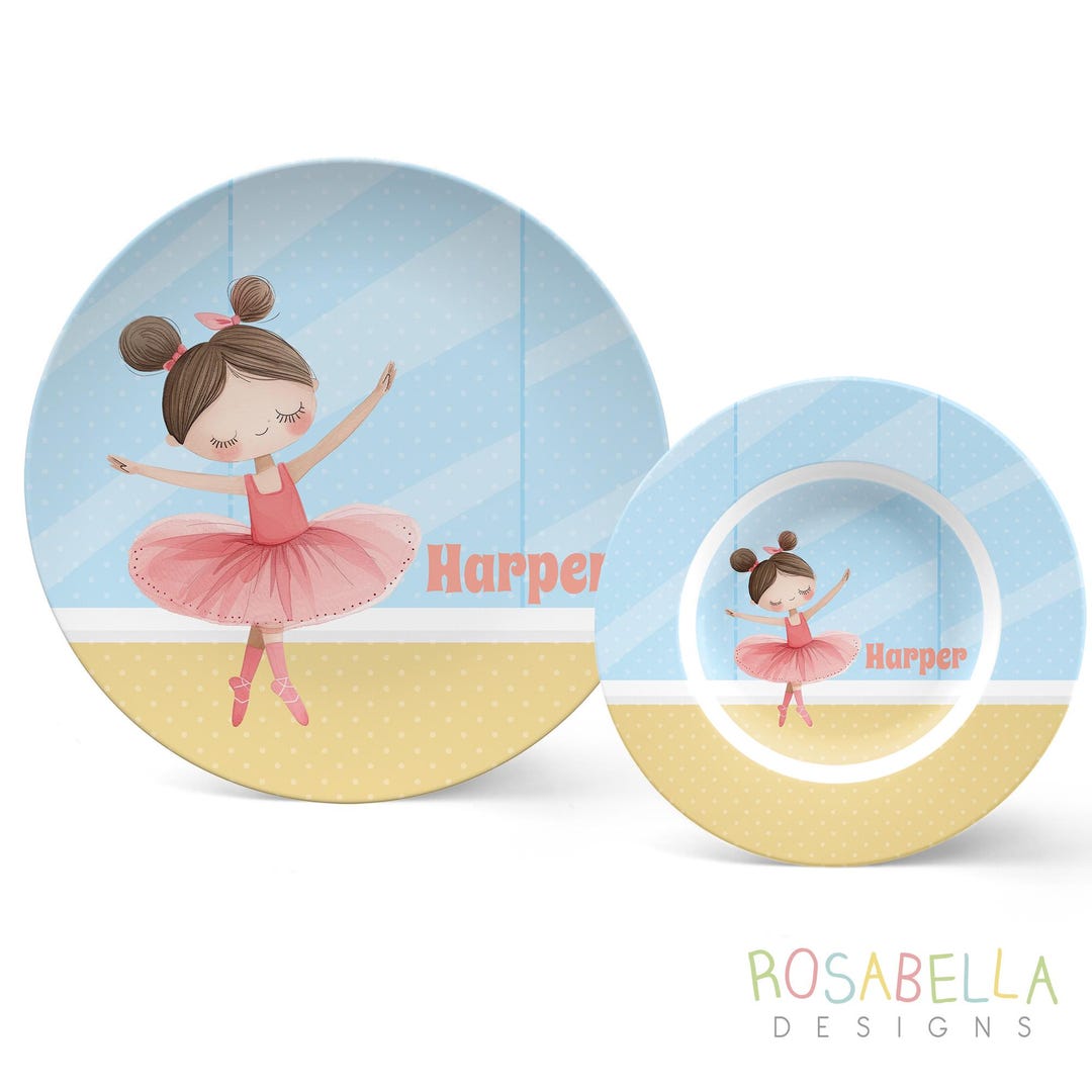 Ballerina Personalized Plate Bowl or Set With Child Name Ballet Gift ...