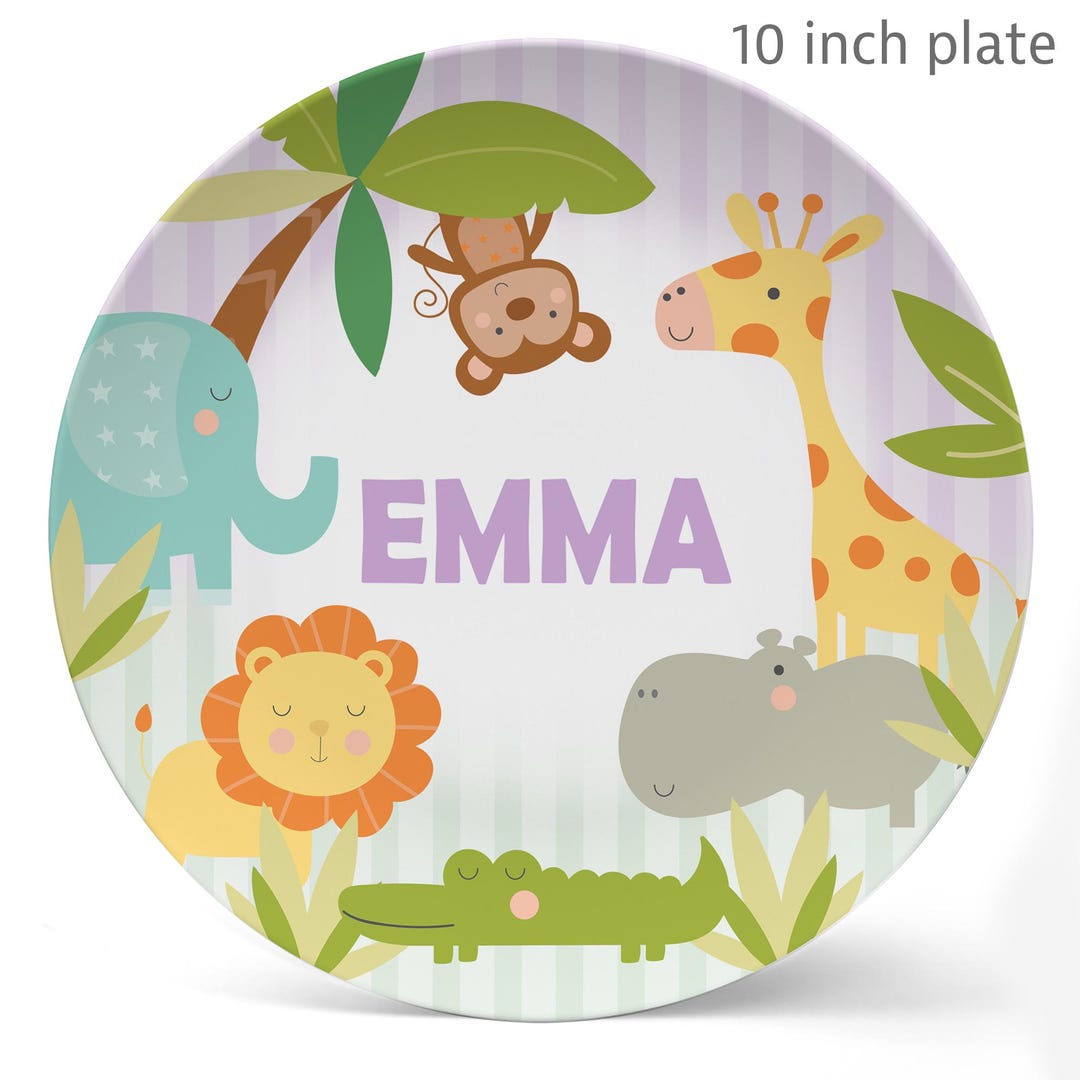 Safari Animals Plate or Plate Set Personalized With Child's Name High ...