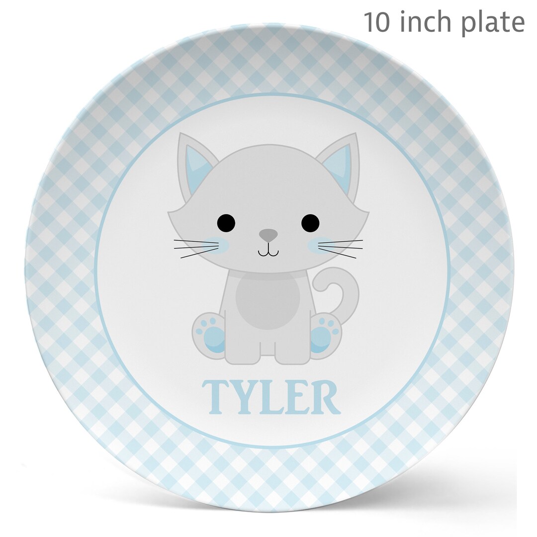 Cat Kitten Plate Personalized With Child's Name in Pink Girl Gift ...