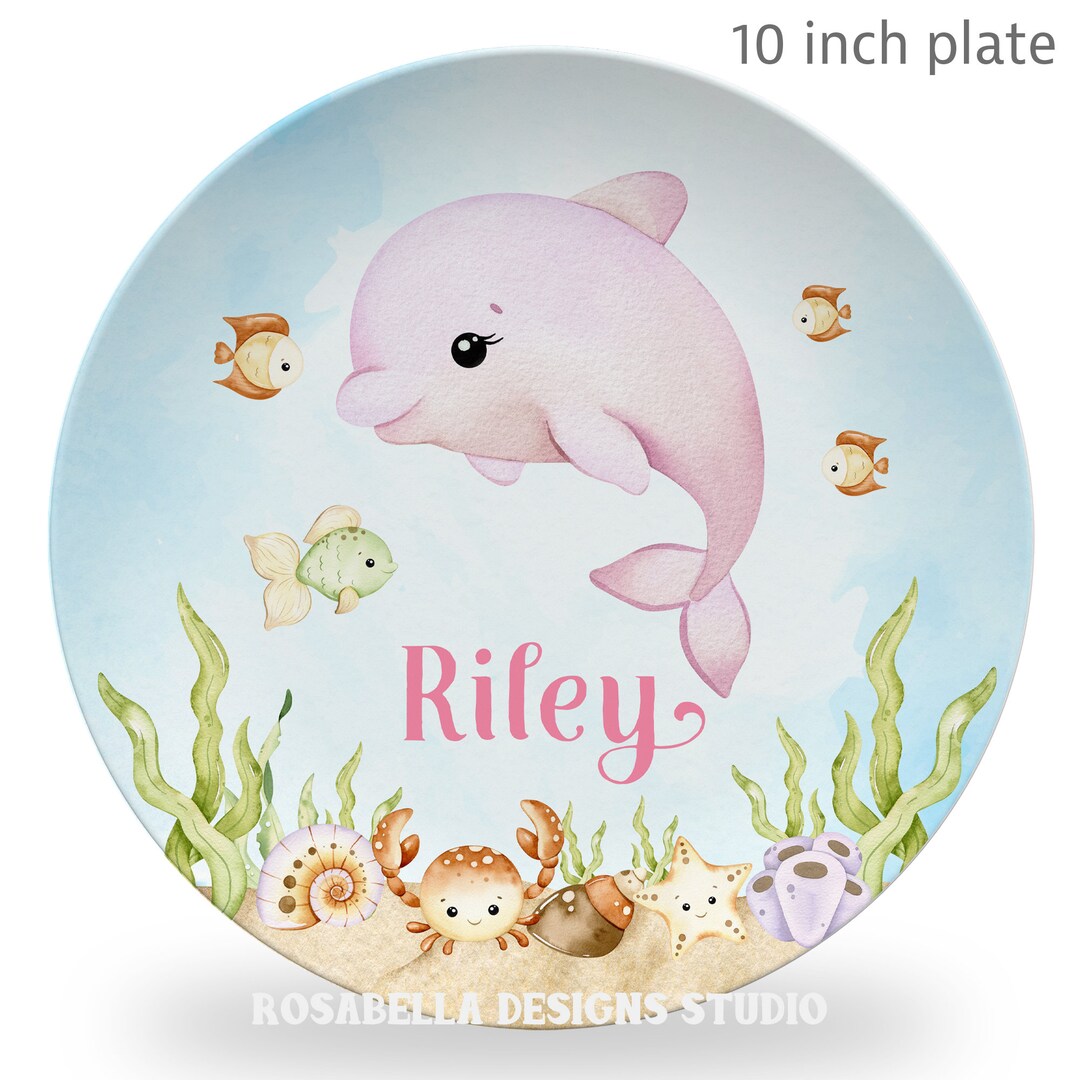 Pink Dolphin Plate Plate Pink Girl Personalized Cute Dolphin Gift With ...