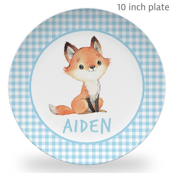 Fox Plate Set Personalized With Child's Name Boy Gift | Etsy