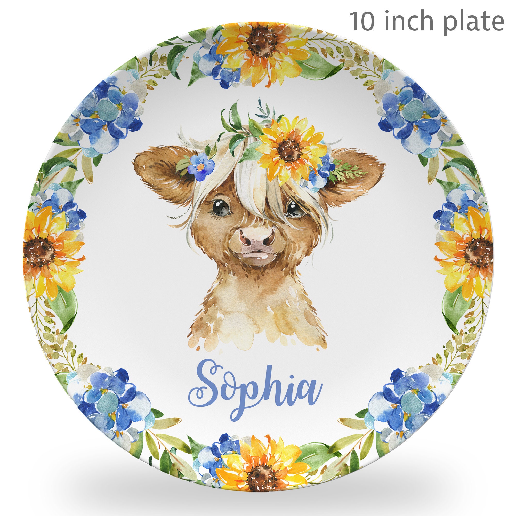 Cow Plate With Flowers Highland Cow Furry Cow Plate Bowl - Etsy