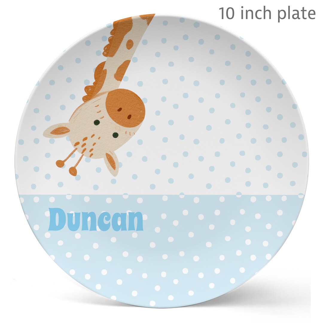Personalized Giraffe Plate, Blue Safari Animal Plate - Etsy