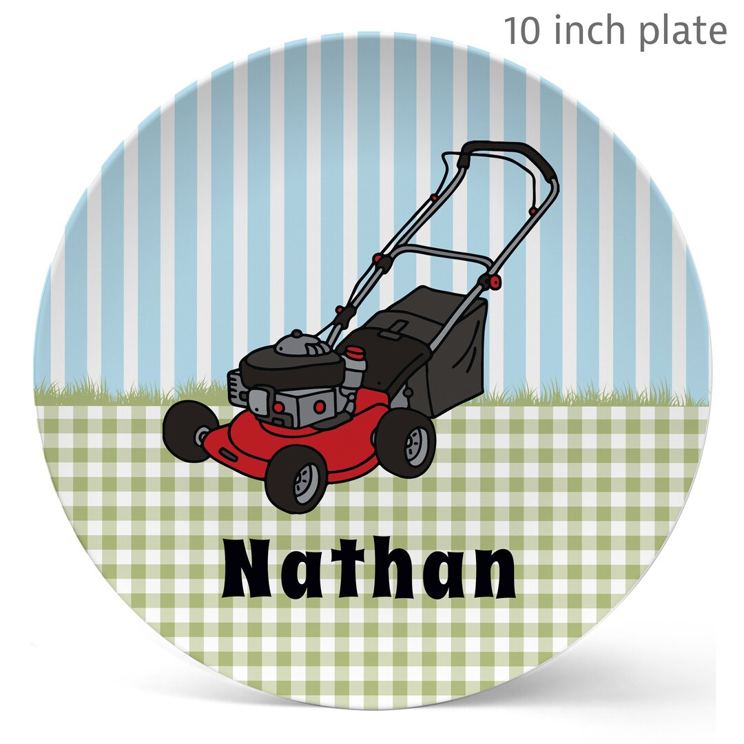 Lawnmower Plate Lawn Mower Push Mower Kids Gift Kid's Plate . Choose ...
