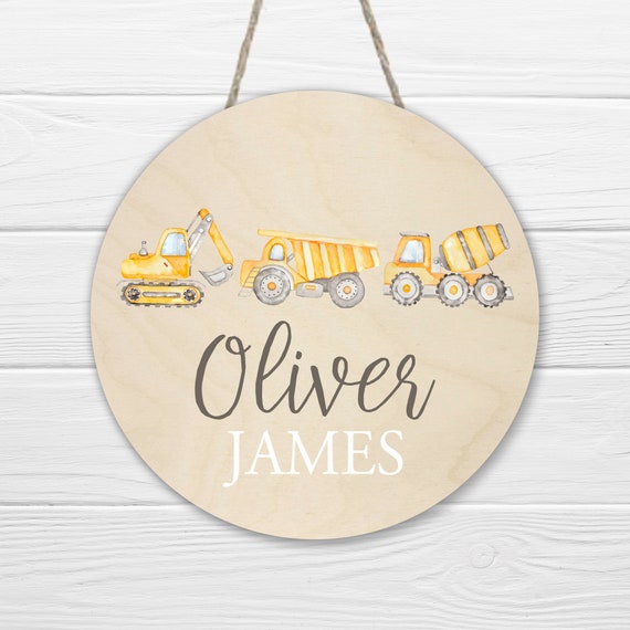 Construction Name Sign Construction Vehicles Wood Name Sign - Etsy