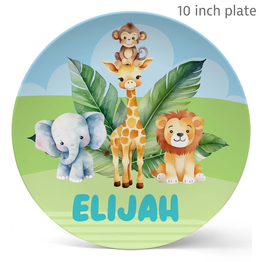 Personalized Safari Animal Plate, Custom Kids Gift - Etsy