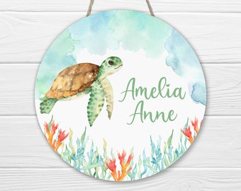 Name Sign, Sea Turtle Kids Room Sign, Ocean Nursery Decor, Personalized ...