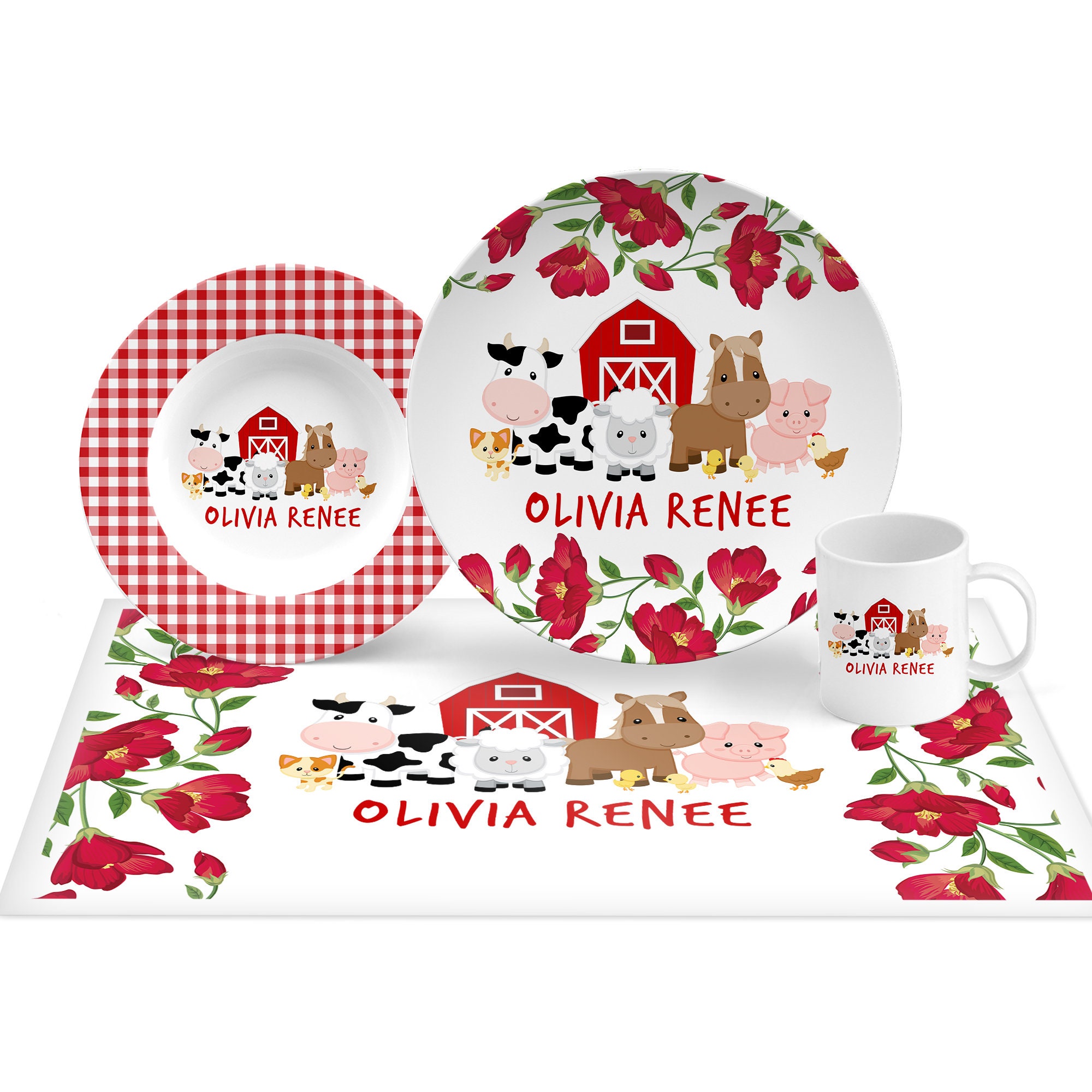 Girl Farm Animals Plate Keepsake plate kid's plate mug | Etsy