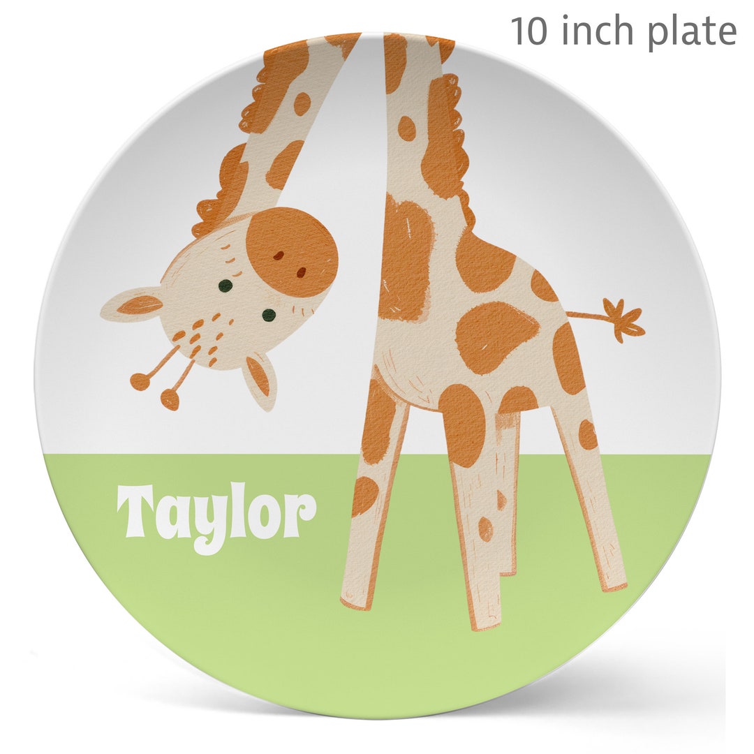 Giraffe Plate Cute Safari Animal Personalized Name Plate Newborn ...
