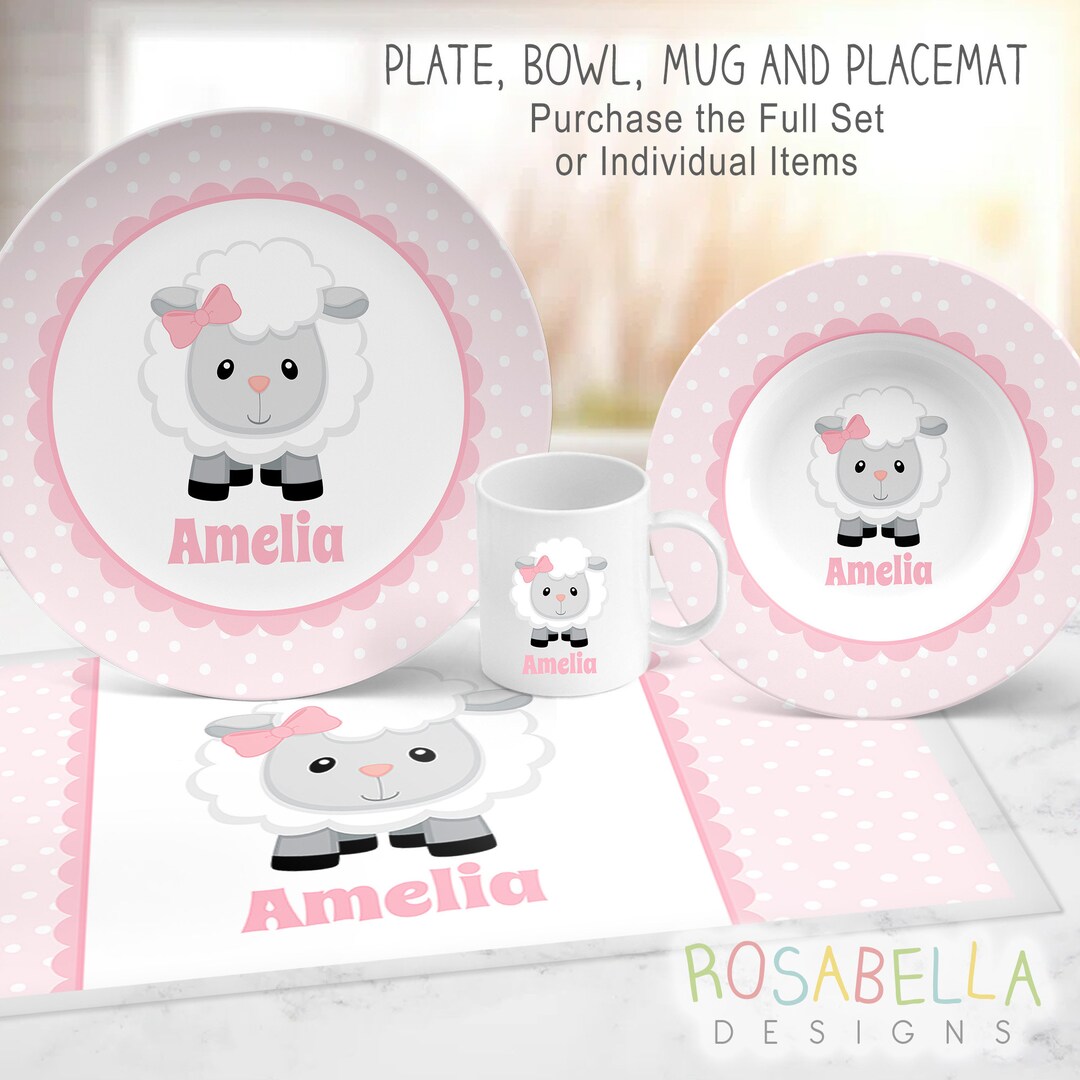 Personalized Sheep Plate Gift Pink Girl Farm Barnyard Animal Gift for ...